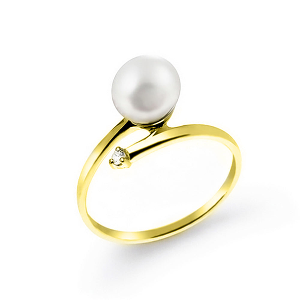 GullBúðin Reykjavík - 18kt hringur með AAA-Perlu og demanti – GÞ ...