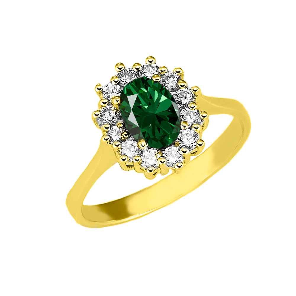 GullBúðin Reykjavík - 18kt hringur með náttúrulegum emerald og demöntu ...