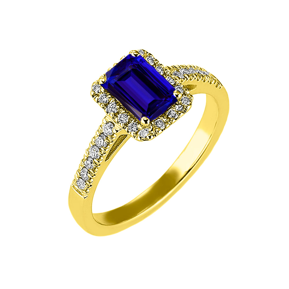 GullBúðin Reykjavík - 18kt hringur með náttúrulegum safír og demöntum ...